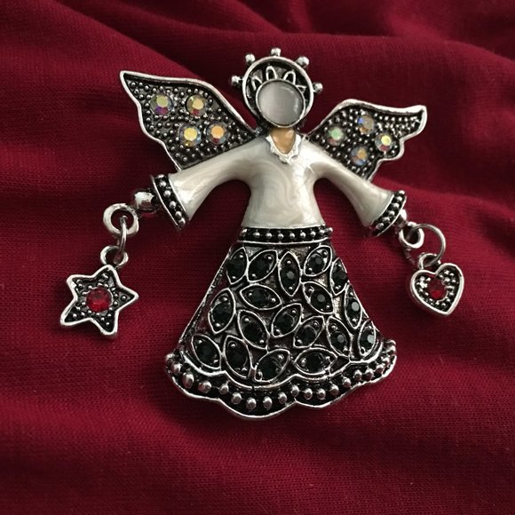 Jewelry | Enamel Rhinestone Angel | Poshmark
